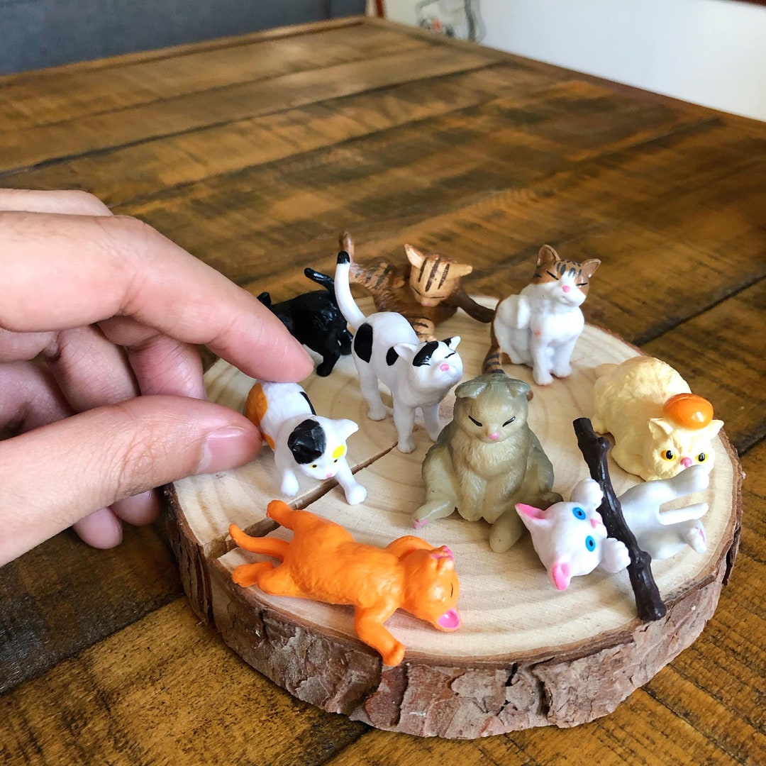 Super Cute Cat Figurines, Set of 9, Kitty Miniatures, Cat Miniatures - Etsy