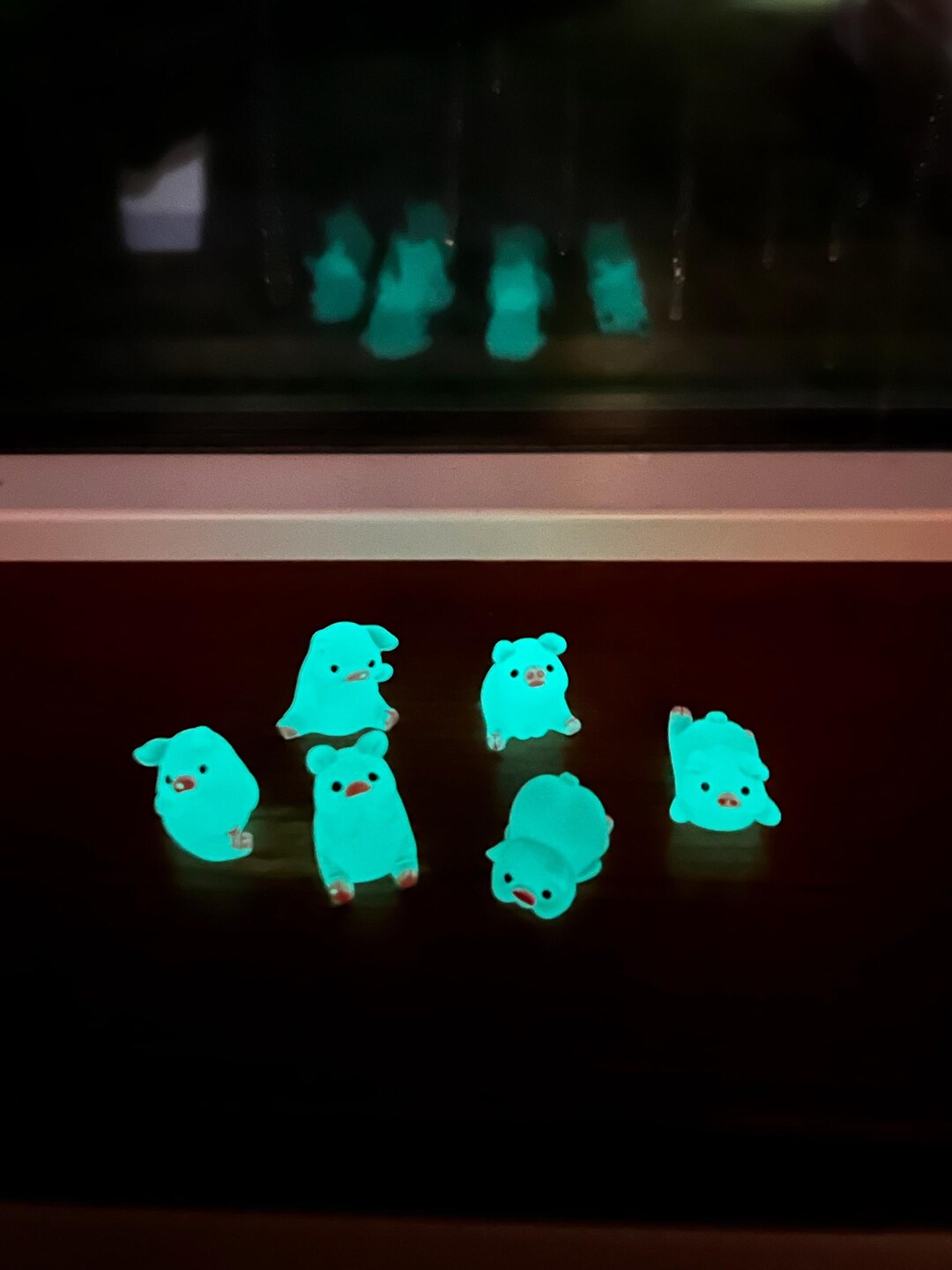 Glow-in-the-dark Pig Figurines; Set of 6 Pig Miniatures, Holiday Gift ...
