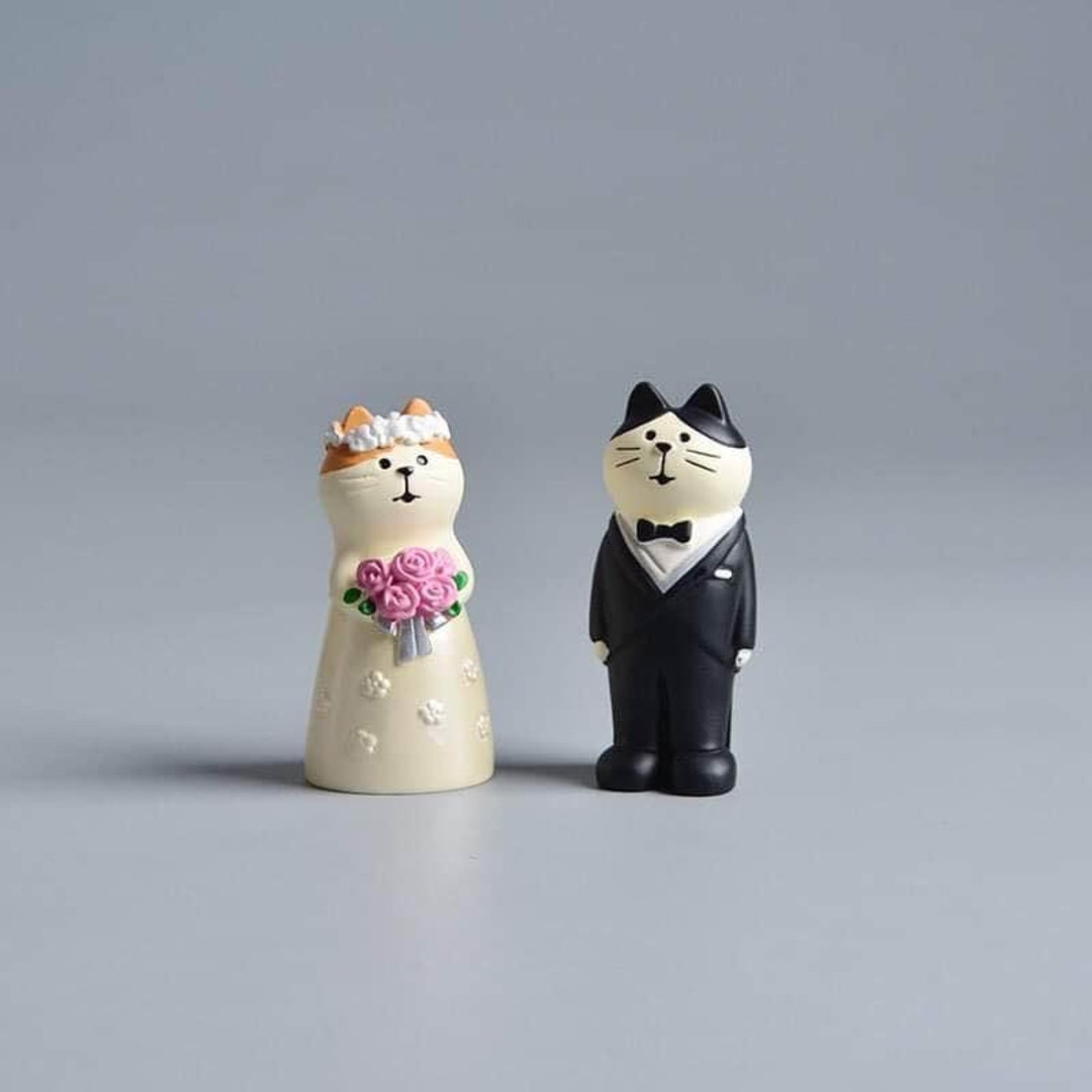 Cat Wedding Figures Set of 2 Super Cute Cat Newlyweds Cat - Etsy