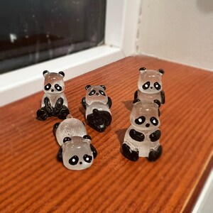Set of 5 Little Glow-in-the-dark Panda Figurines; Luminous Panda ...