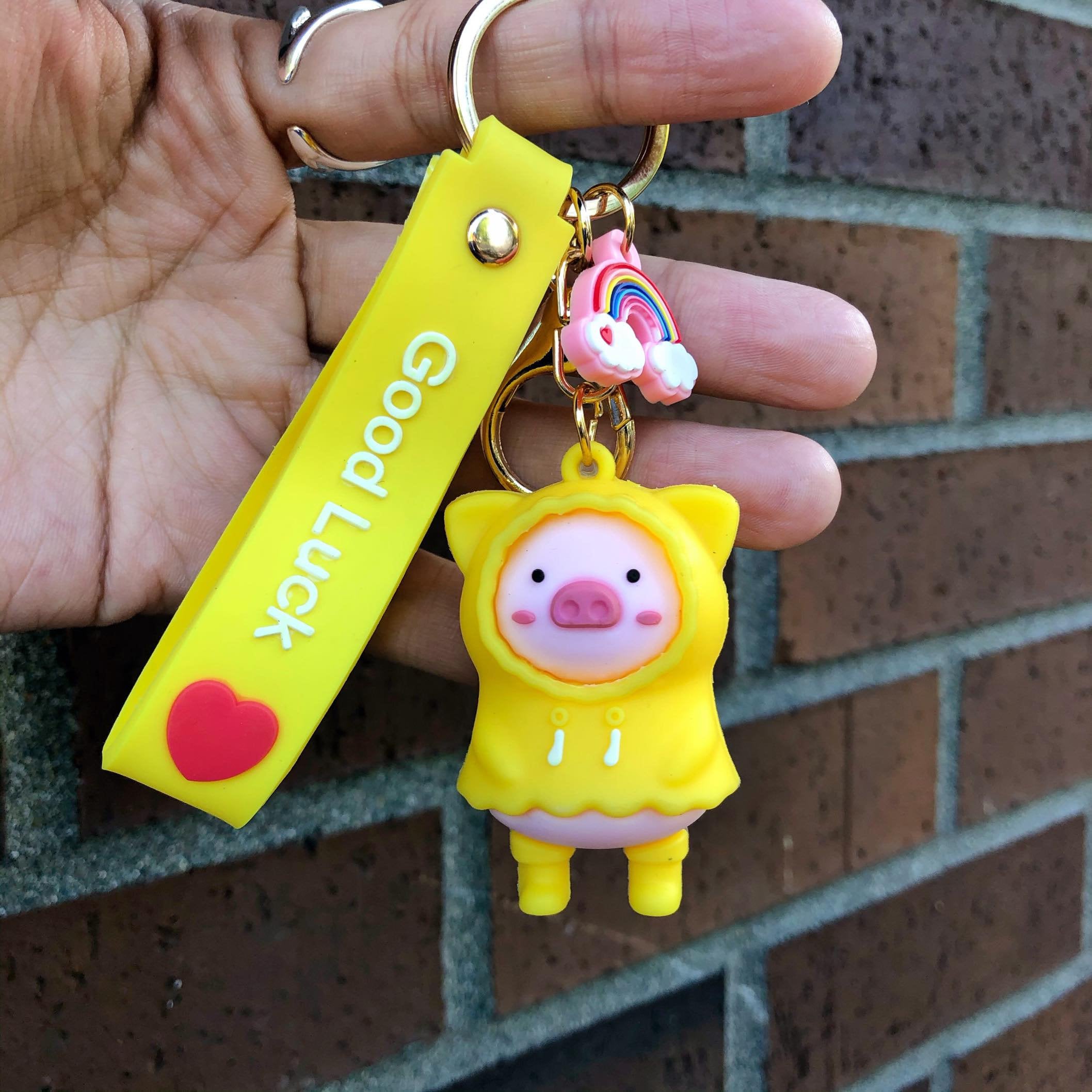 Adorable Pig Keychain Yellow Color Get This Adorable - Etsy