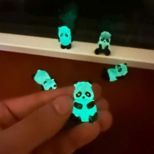 Set of 5 Little Glow-in-the-dark Panda Figurines; Luminous Panda ...