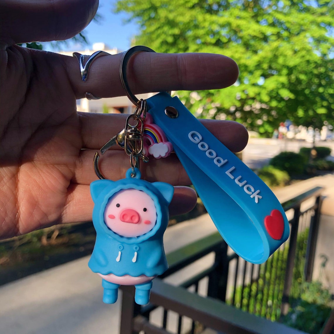 Adorable Pig Keychain Blue Color Get This Adorable Keychain - Etsy