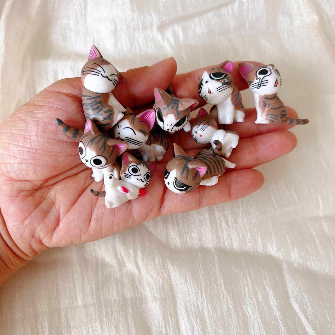 Super Cute Playful Cat Miniatures, Set of 9pcs, Playful Kitty ...