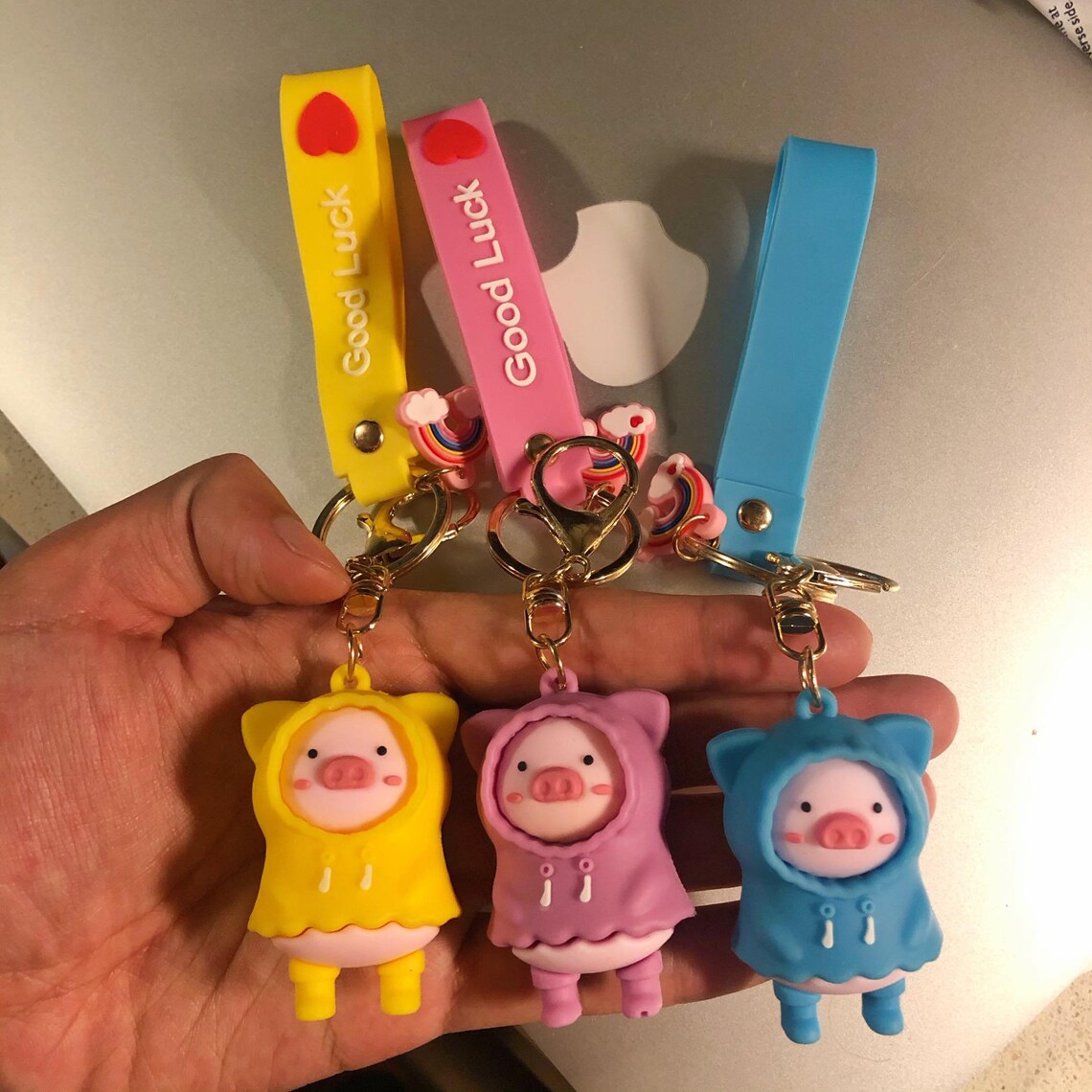 Super Cute Pigs in Raincoat Key Chains Pig Keychain - Etsy