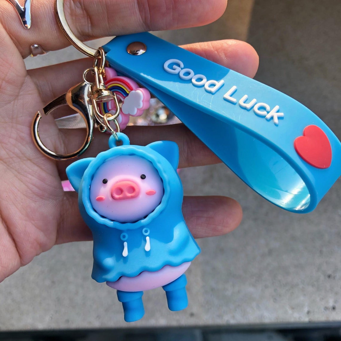 Adorable Pig Keychain Blue Color Get This Adorable Keychain - Etsy