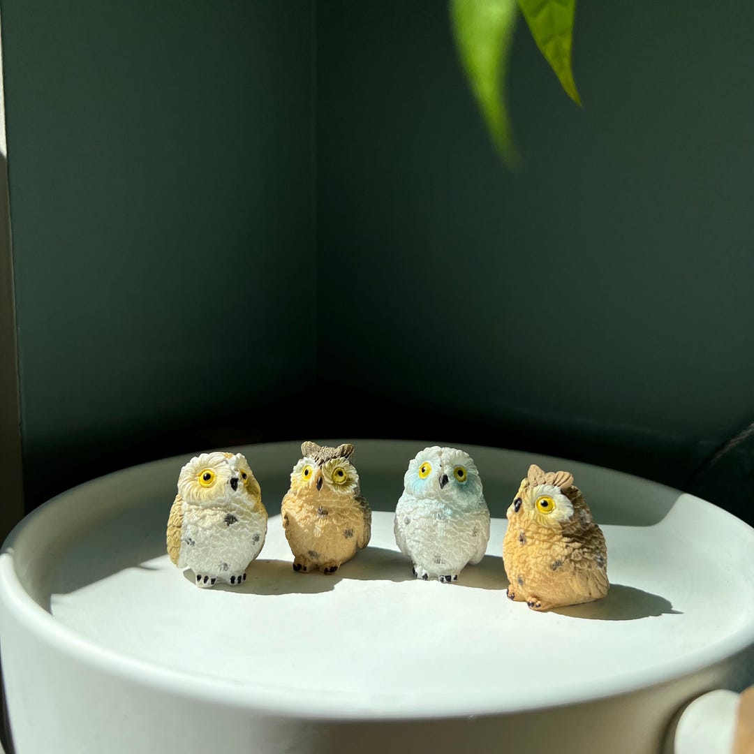 Super Cute Owl Figures set of 4pcs, Owls Miniatures, Great for Owl ...