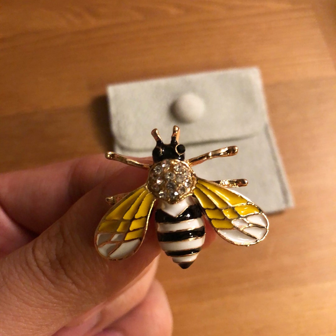 Honeybee Brooch; Bee Brooch With Giftable Velvet Pocket - Etsy