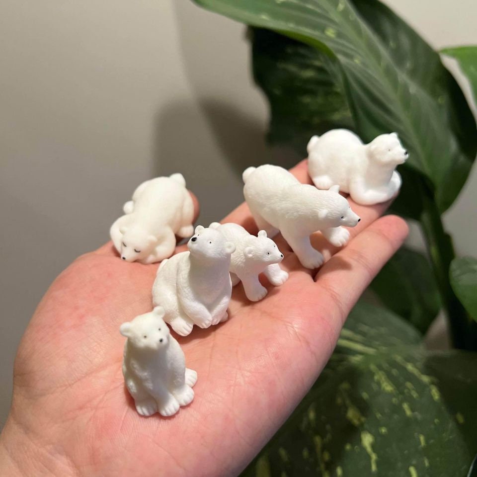 Cute Polar Bear Miniatures, Polar Bears Figurines, Set of 6, Home ...