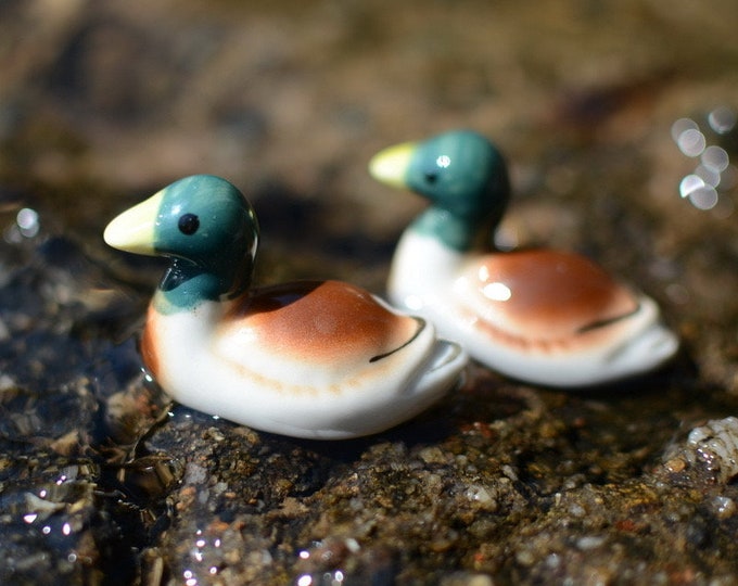 One Miniature Flocked Duck Figurine Fairy Garden Duck Baby - Etsy