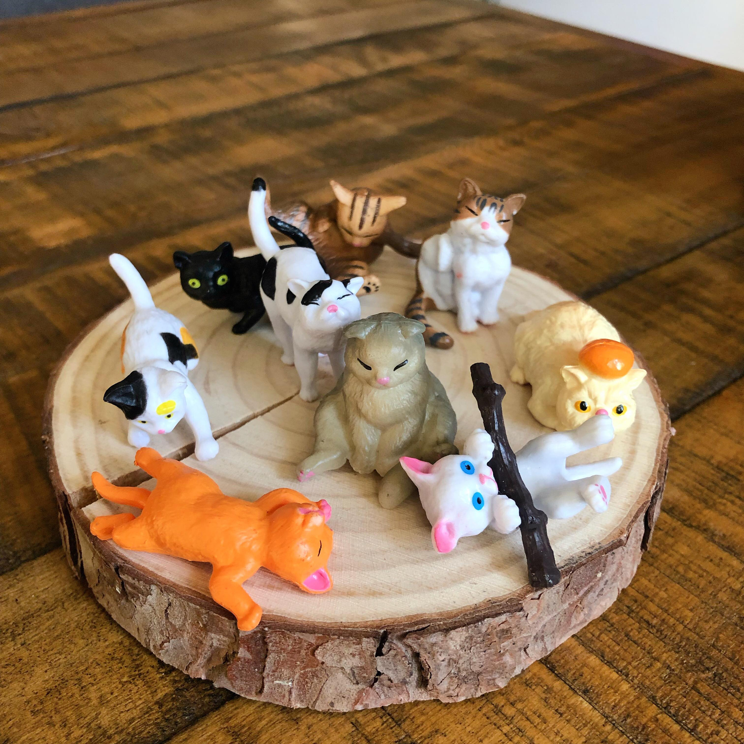 Super Cute Cat Figurines, Set of 9, Kitty Miniatures, Cat Miniatures - Etsy