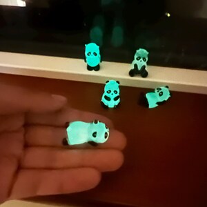 Set of 5 Little Glow-in-the-dark Panda Figurines; Luminous Panda ...