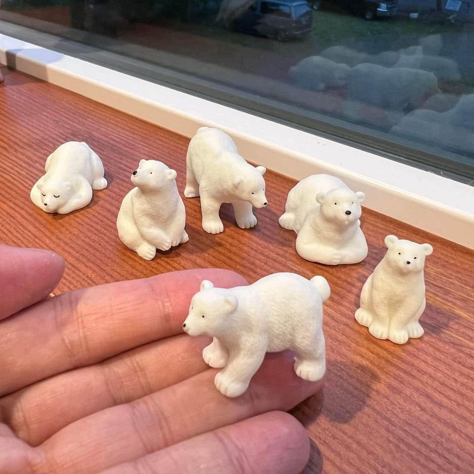 Cute Polar Bear Miniatures, Polar Bears Figurines, Set of 6, Home ...