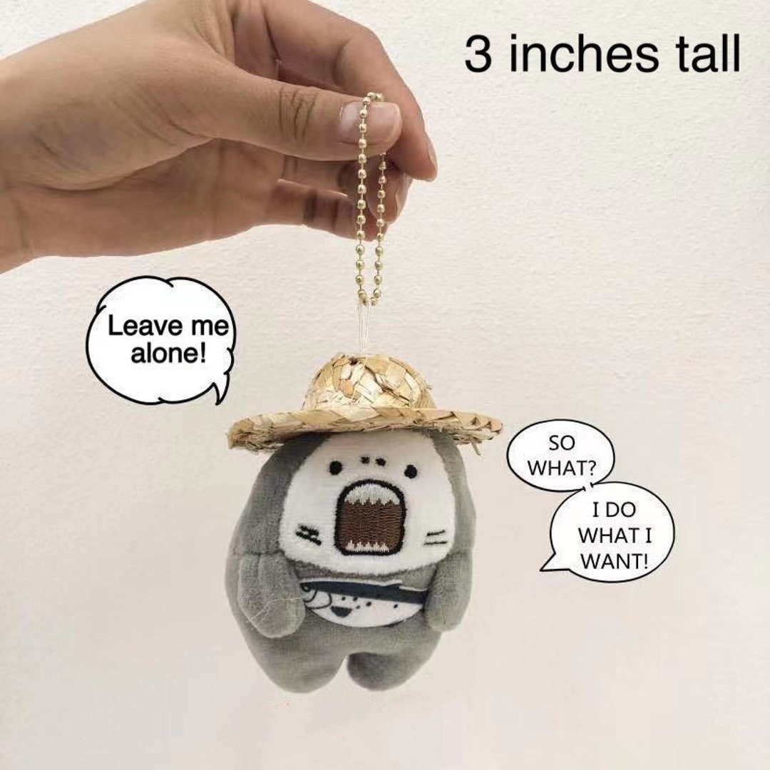 Cute Grumpy Shark Keychain, Super Cute Shark Key Chain, Real Straw Hat, 3 Tall - Etsy