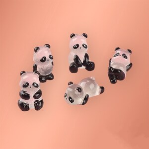 Set of 5 Little Glow-in-the-dark Panda Figurines Luminous Panda ...