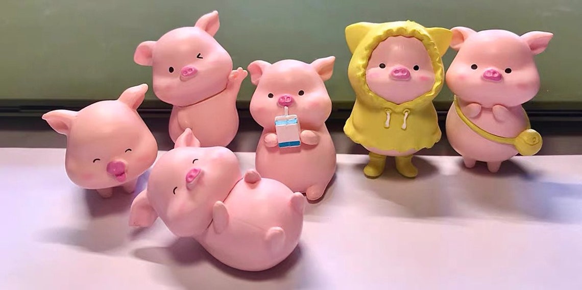 Pig Figurines - Miniature Resin Piggy Figures, Desk Decor, Cake Toppers ...