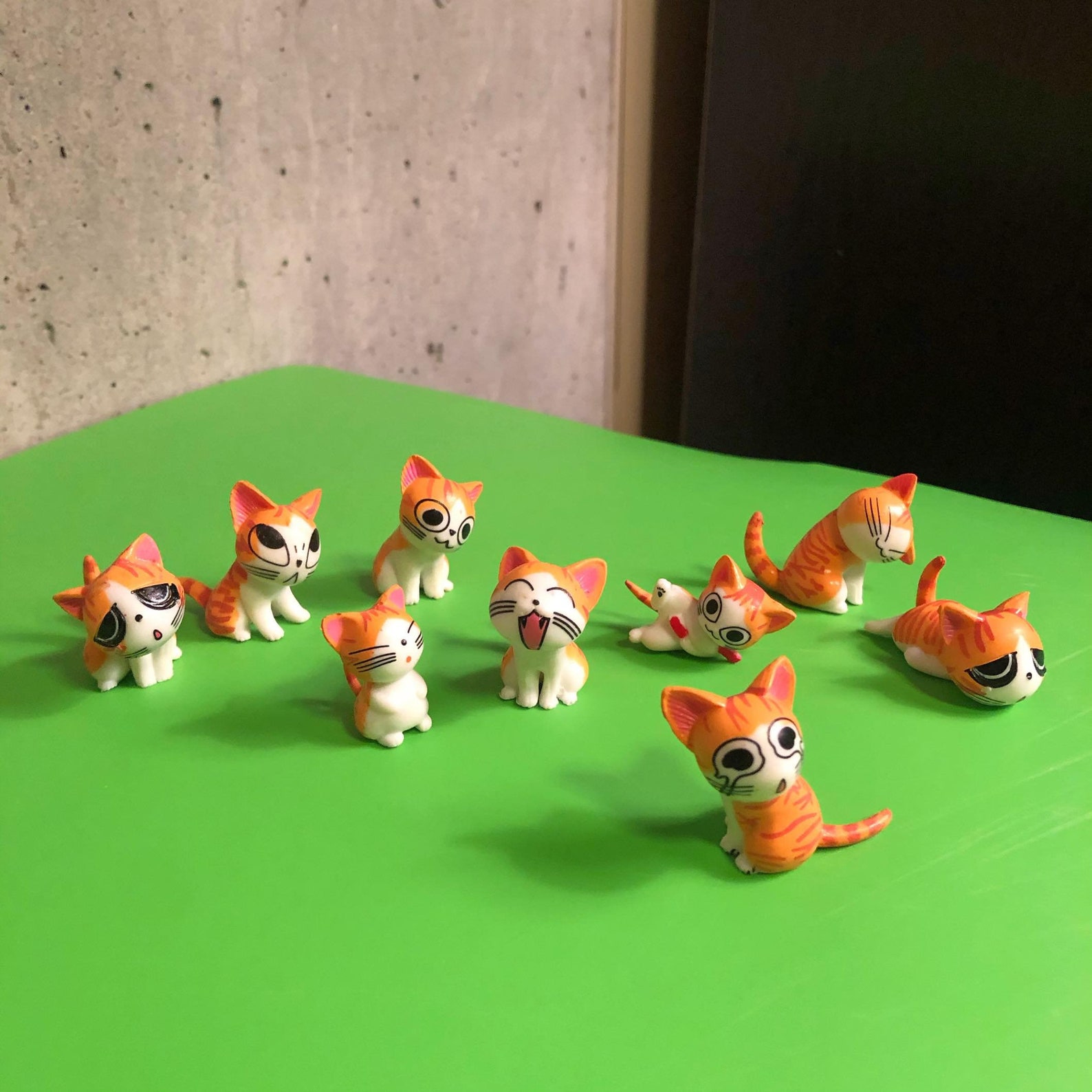 Cat Figures Orange Cartoon Cat Miniatures PVC Figures | Etsy
