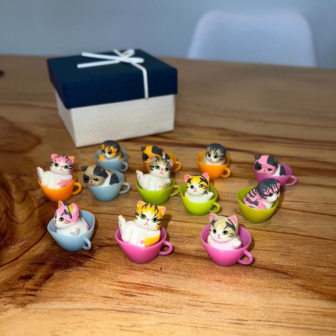 Super Cute Cup Cats, Set of 12 Cats, Cat Miniatures, 1*1.1", With Nice ...