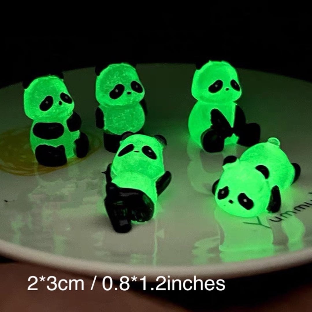 Set of 5 Little Glow-in-the-dark Panda Figurines Luminous Panda ...
