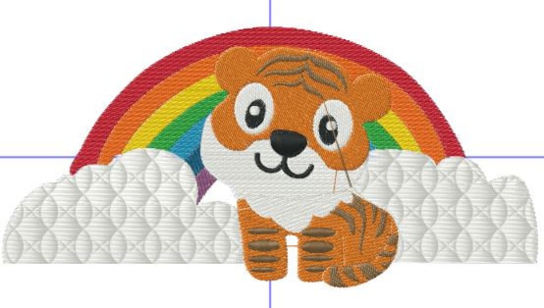 Cartoon Tiger in the Clouds Embroidery Design Dst Exp Hus Embroidery ...