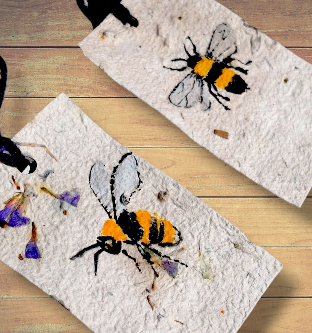 Organic Seed Paper Gift Tags With Hand Painted Bees - Etsy