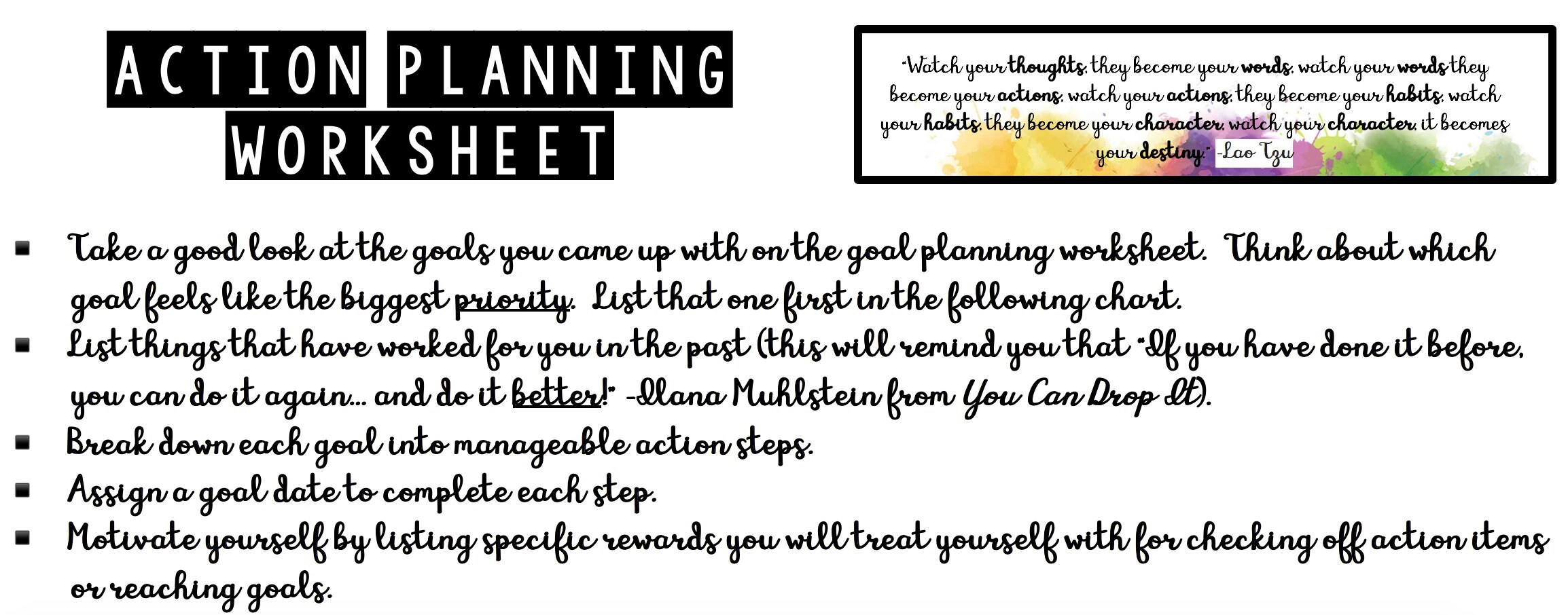 Goal Setting and Action Planning Worksheet for a Healthy Life - Etsy