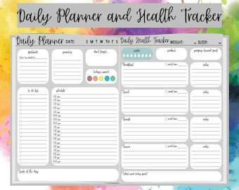 Gray Printable/digital Daily Planner, Health Check and Checklist - Etsy