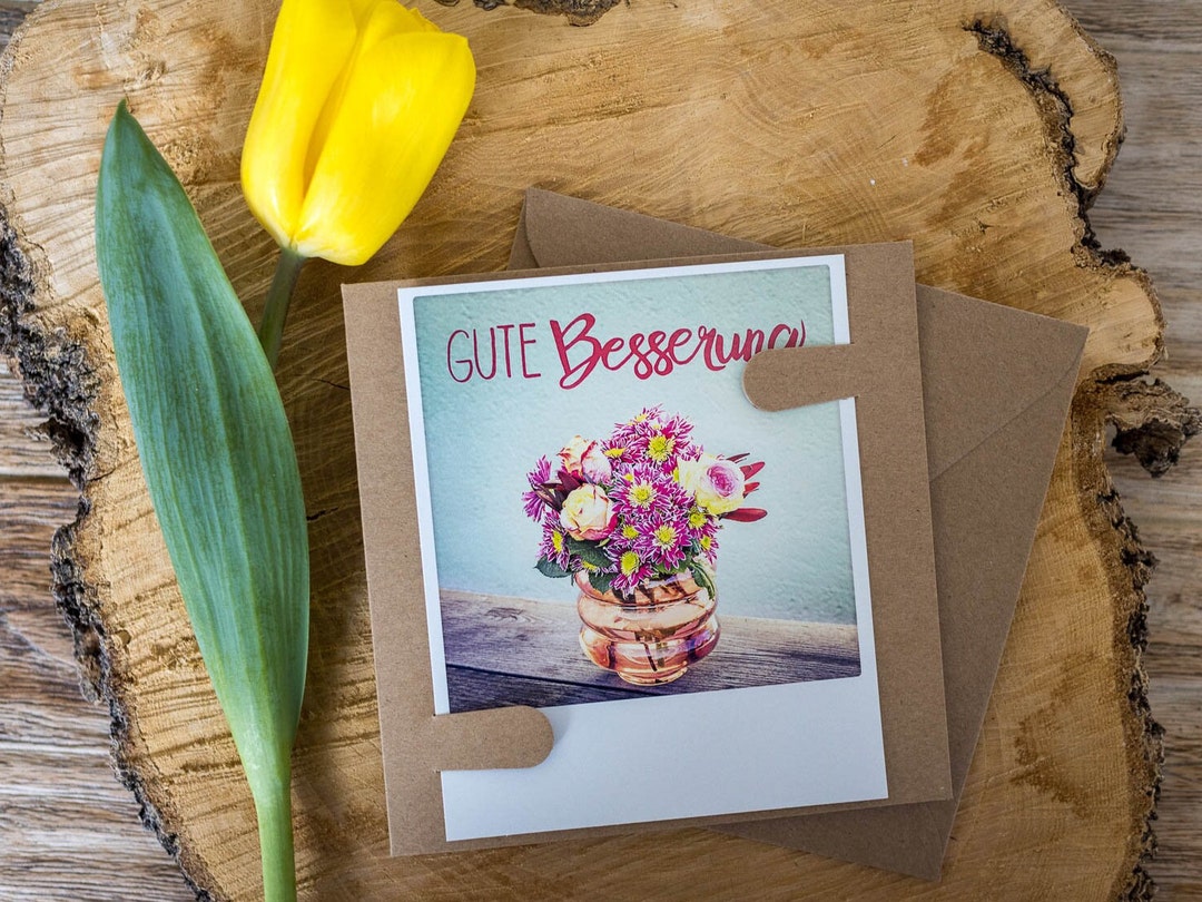 Vintage Greeting Card "get Well Soon" With Postcard in Polaroid Style ...