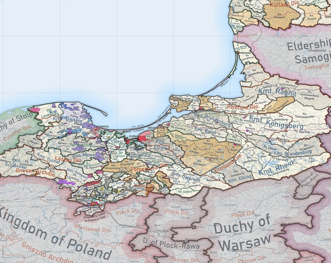 Detailed History Map of Teutonic Order 1422 | Etsy