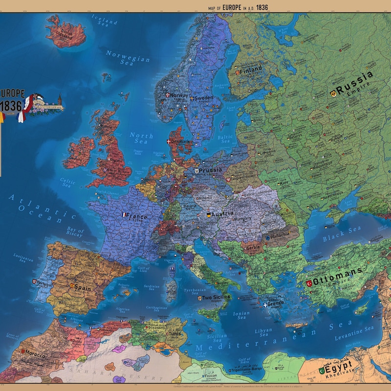 Antique Europe Map - Etsy