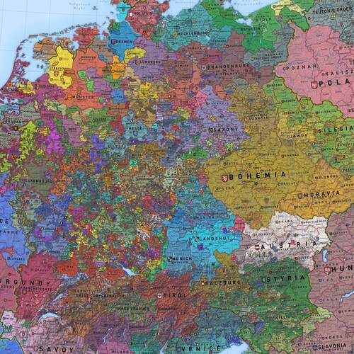 Germany History Map Holy Roman Empire 1444 - Etsy Hong Kong