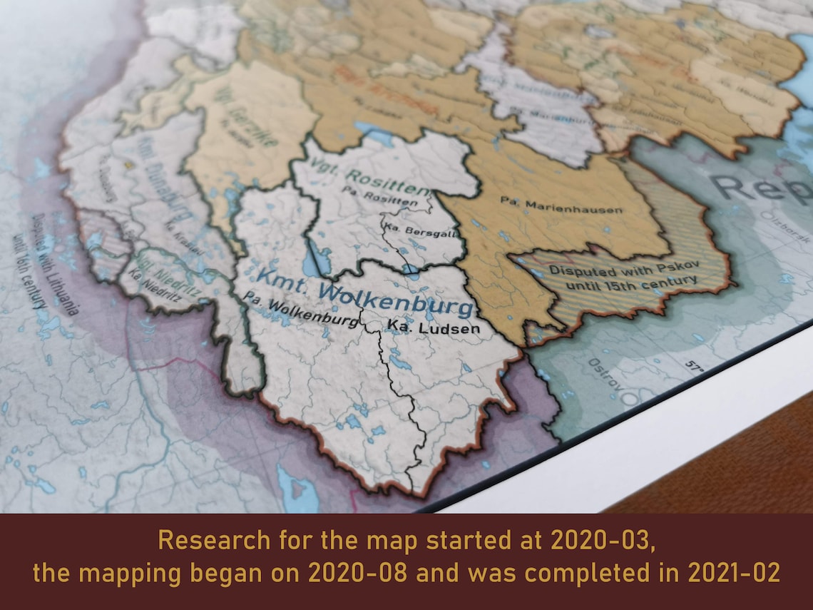 Detailed History Map of Teutonic Order 1422 - Etsy UK