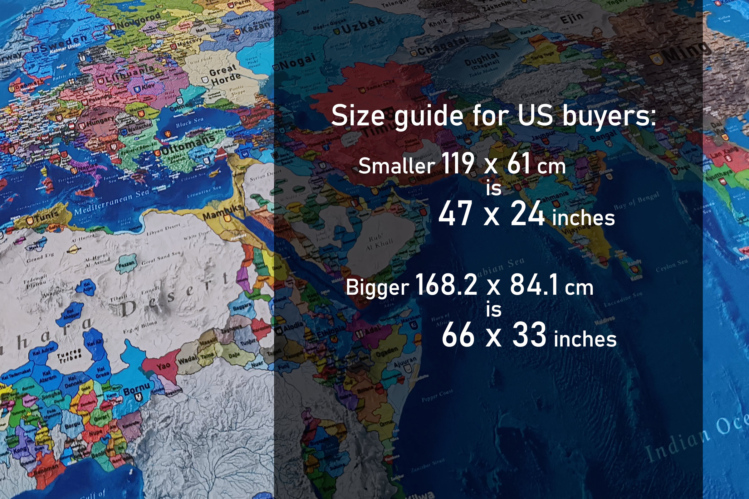 World History Map 1444 - Etsy