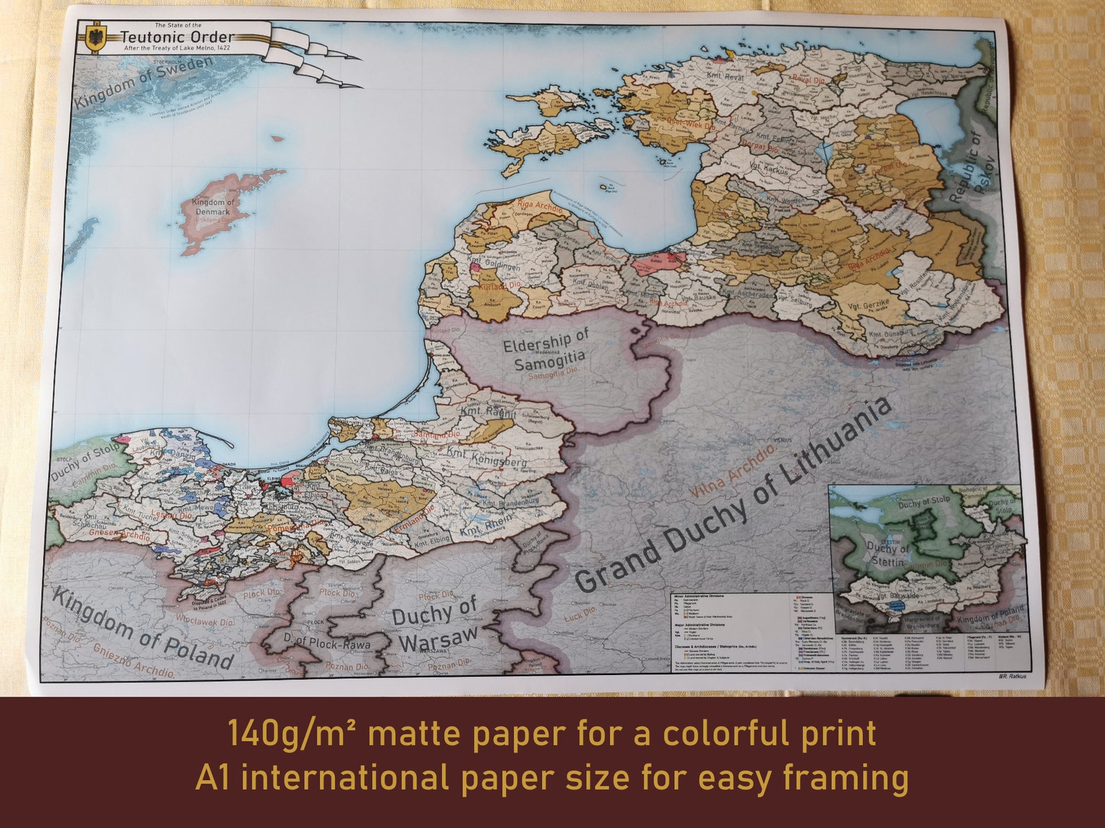 Detailed History Map of Teutonic Order 1422 - Etsy UK