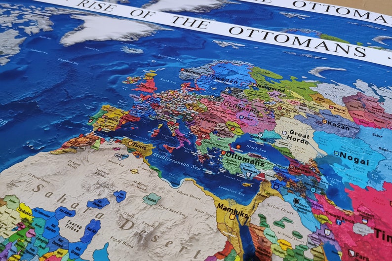 World History Map 1444 - Etsy
