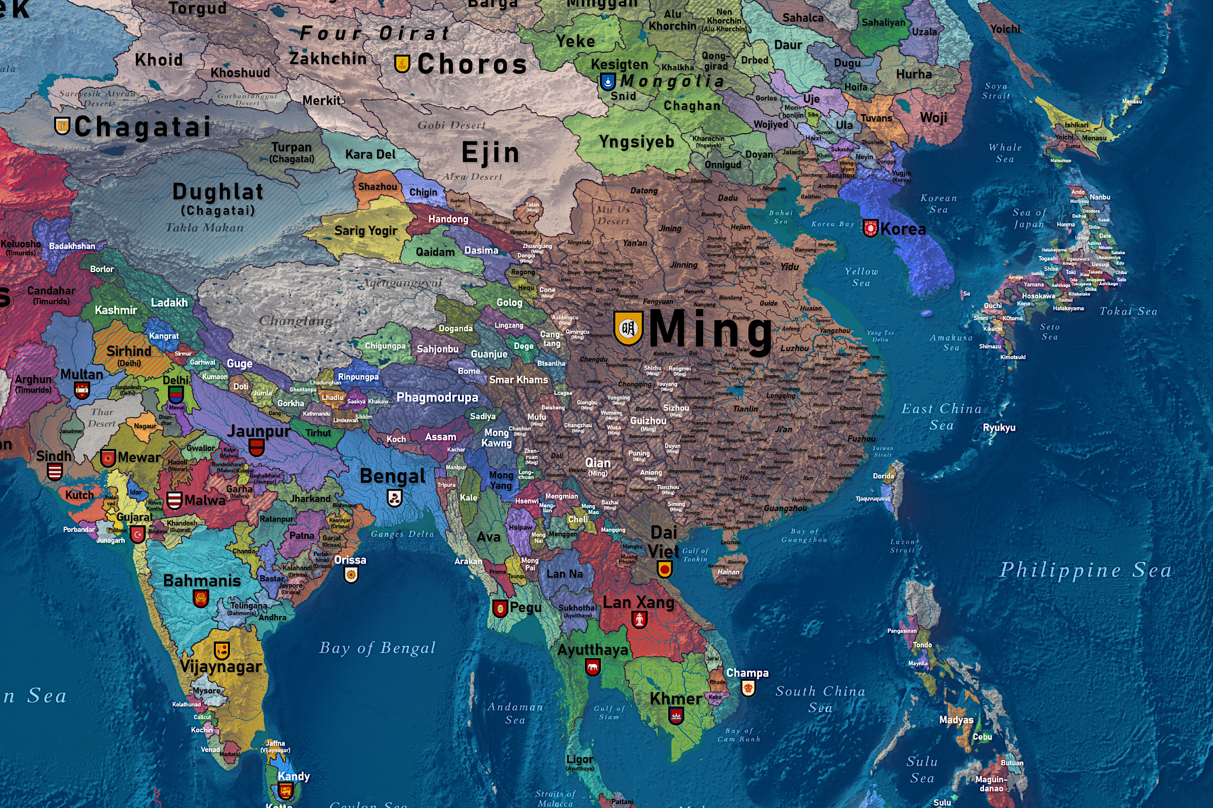 World History Map 1444 - Etsy