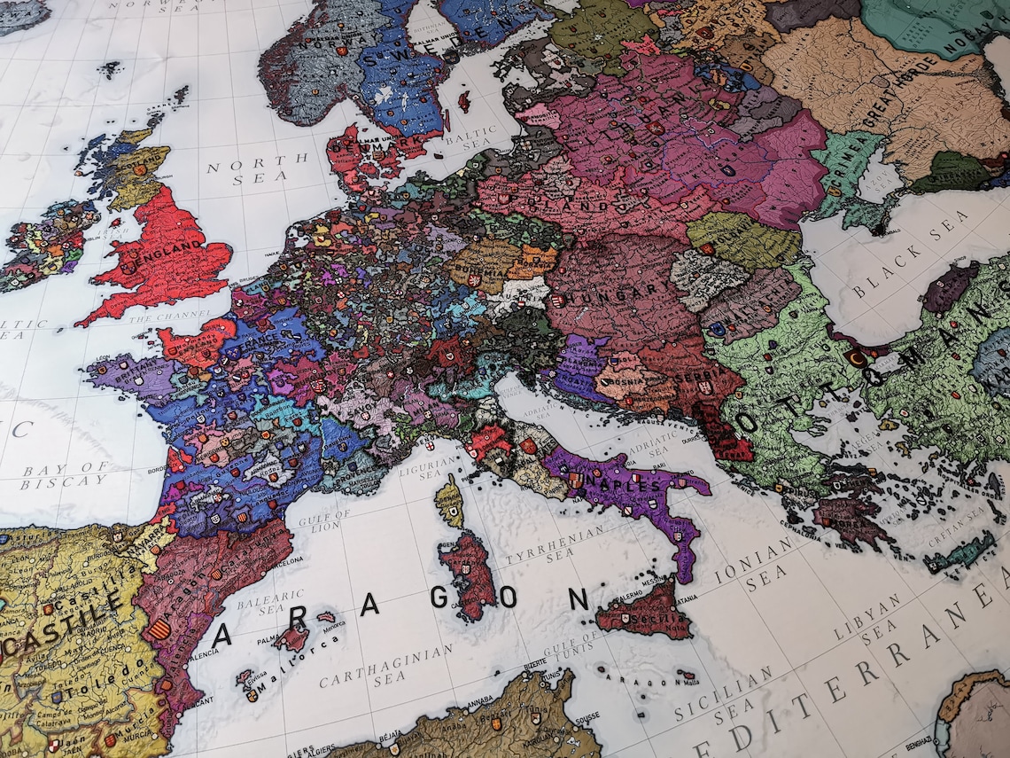 Europe 1444 History Map - Etsy