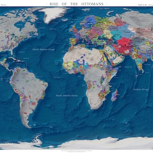 World History Map 1444 - Etsy