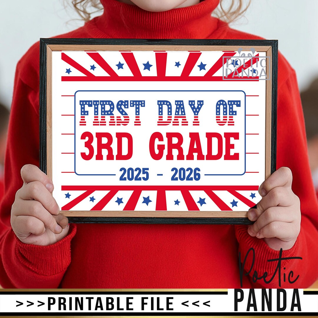 Printable 1st Day of 3rd Grade Sign PNG, First Day of Third Grade Photo ...