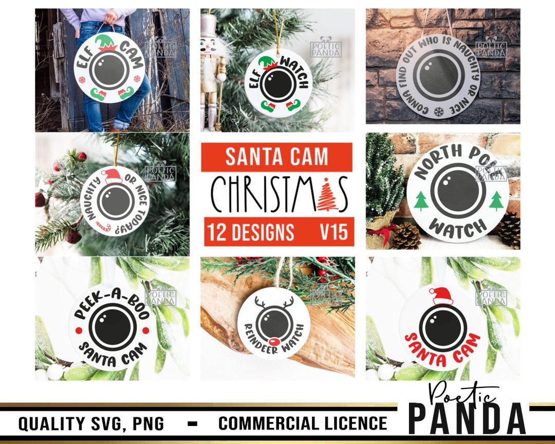 Santa Cam Bundle SVG PNG Christmas Round Sign Svg Elf Cam - Etsy