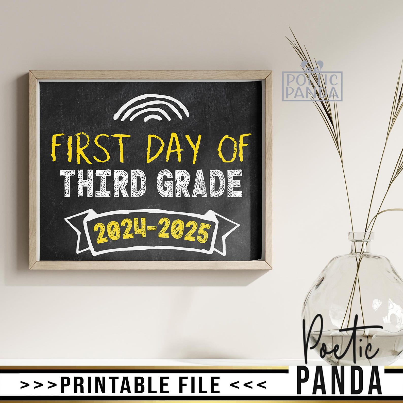 Printable First Day of 3rd Grade Sign, First Day of School Sign, 3rd ...