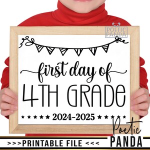 Printable First Day of 4th Grade Sign, First Day of School Sign, Class ...