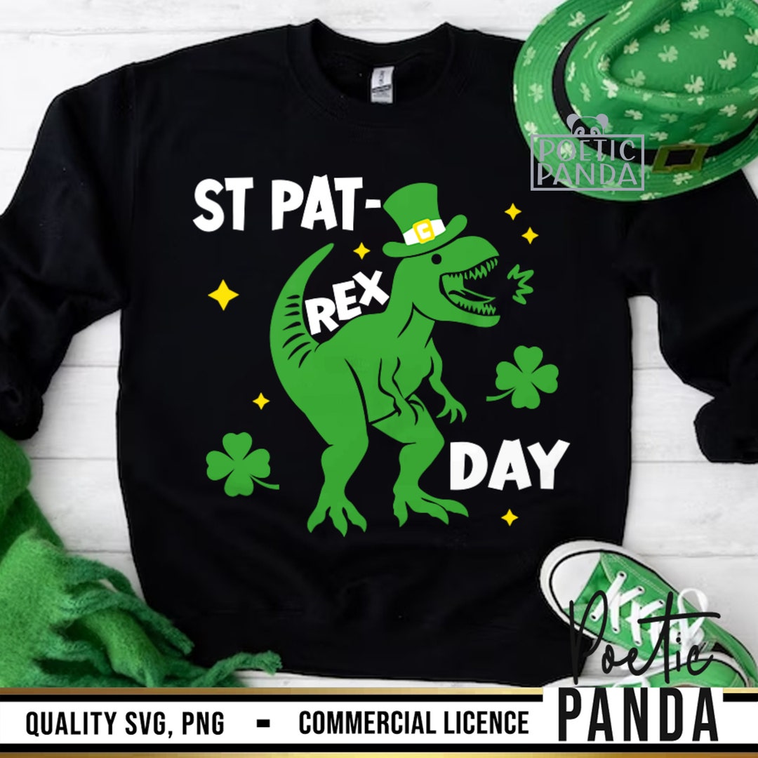 Kids St Patricks SVG PNG, St Pat-rex Day Svg, St Patricks Dinosaur Svg ...
