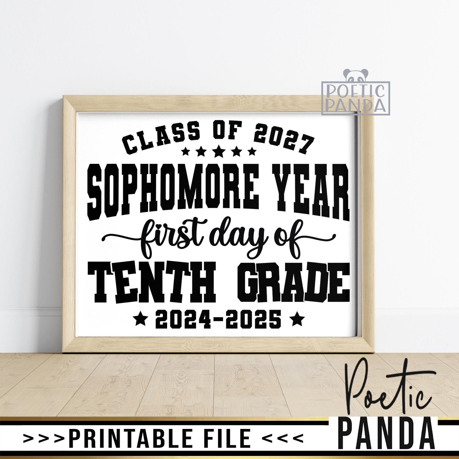 Printable First Day of Sophomore Year Sign PNG JPEG, First Day of 10th ...
