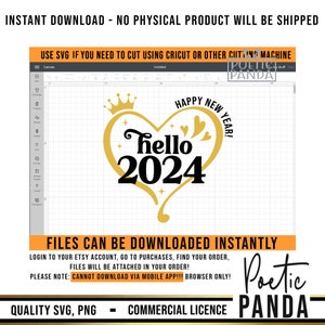 Hello 2024 SVG PNG New Years Eve Svg Happy New Year Svg - Etsy