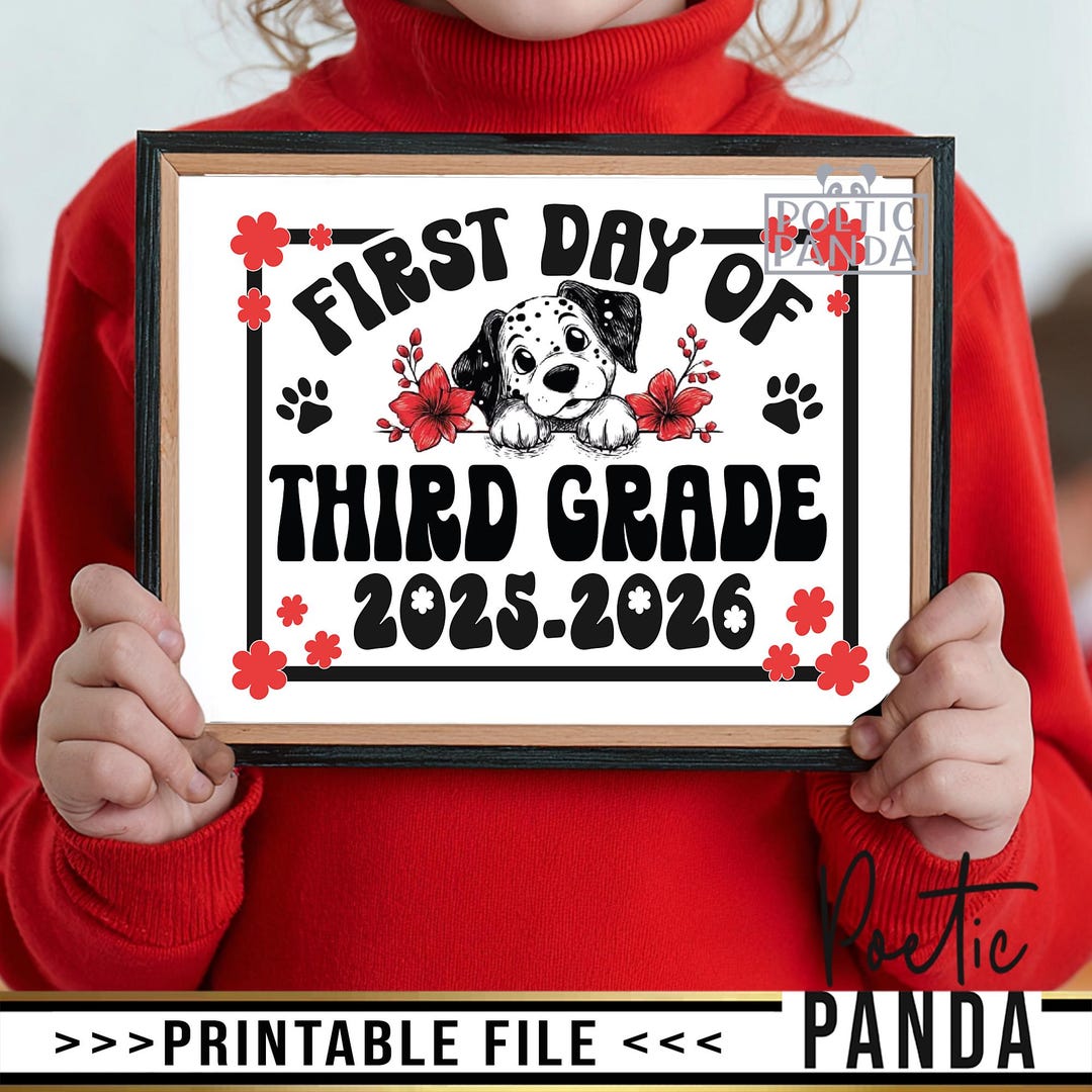 Printable 1st Day of 3rd Grade Sign PNG, 3rd Grade 1st Day Board, 3rd ...