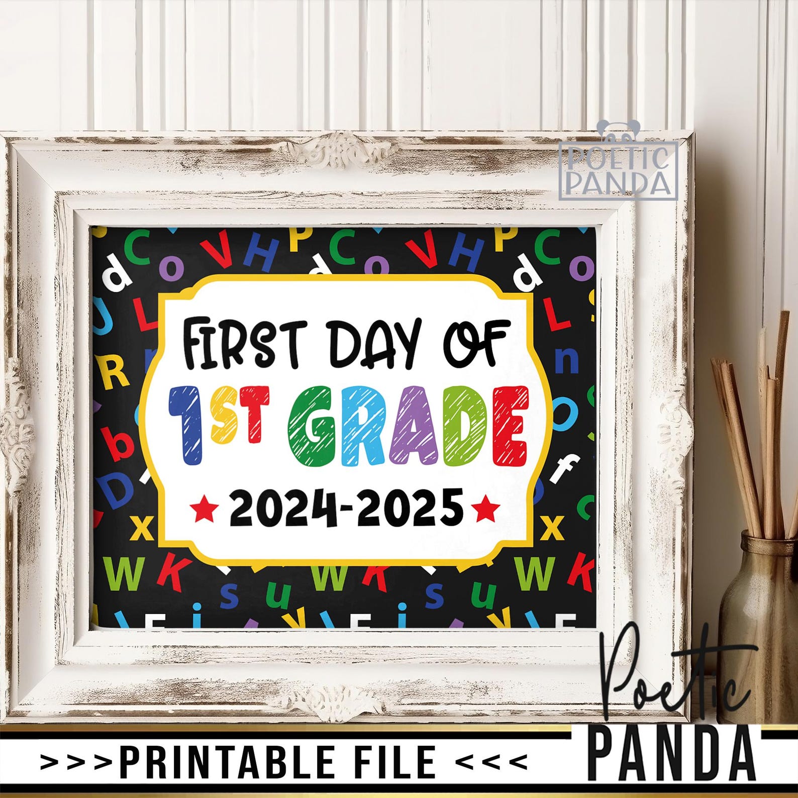 Printable First Day of 1st Grade Chalkboard Sign PNG JPEG, 1st Grade ...