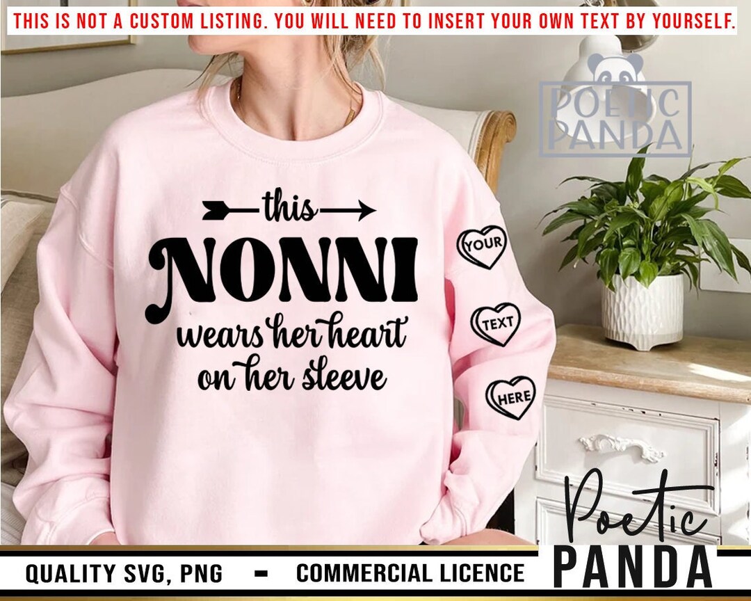 This Nonni Wears Her Heart on Her Sleeve SVG PNG, Custom Kids Names ...