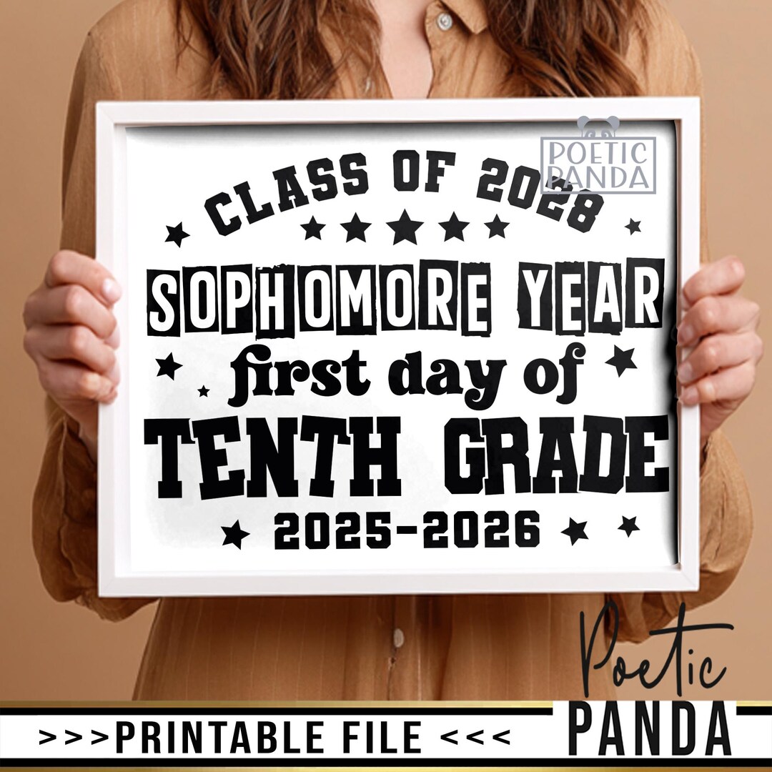Printable 1st Day of Sophomore Year Sign PNG, First Day of 10th Grade ...