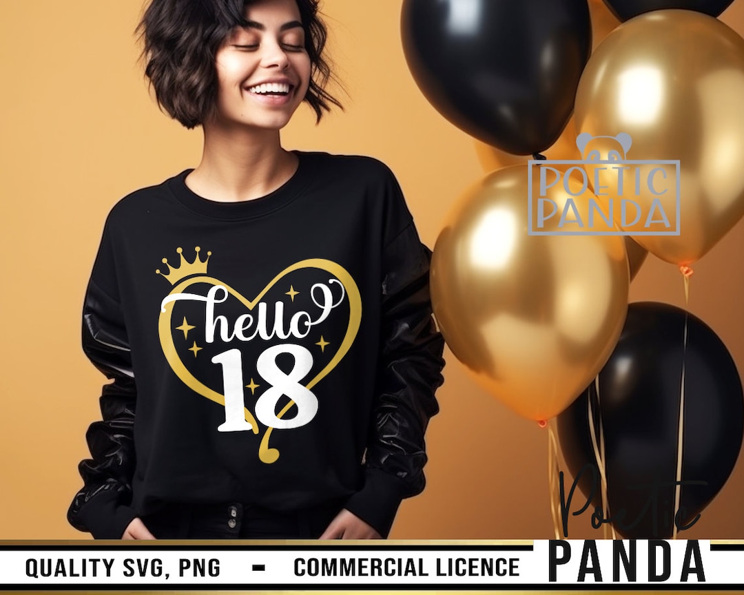 Hello 18 SVG PNG, 18thbirthday Svg, 18th Birthday Shirt Svg, 18th ...